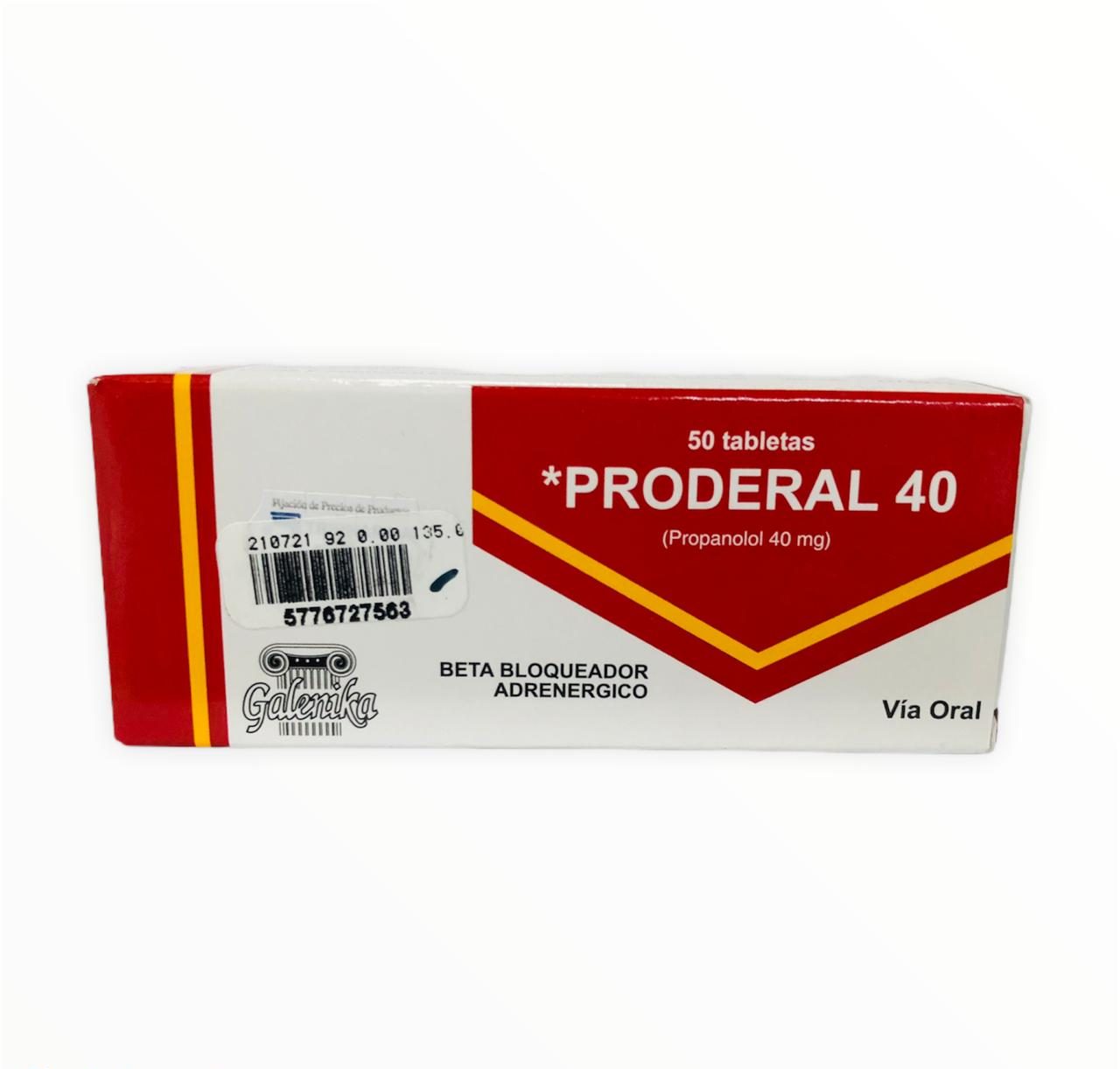 Proderal 40 mg 50 Tabletas | Farmacia La Moderna y Comisariato del ...